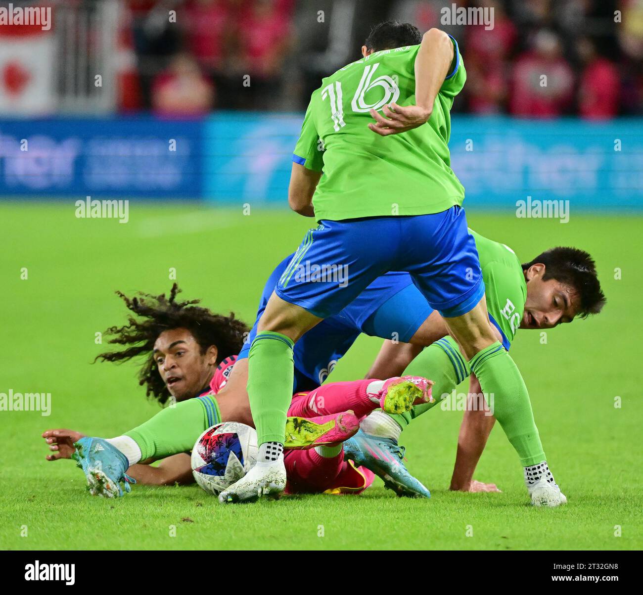 St. Louis, USA. 21st Oct, 2023. St. Louis City midfielder Aziel Jackson ...