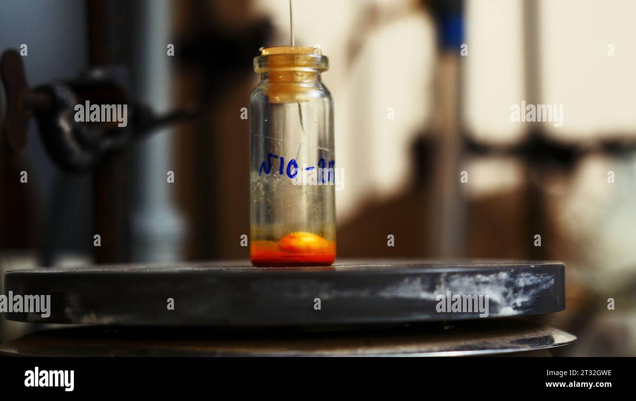 Laboratory test tube with rotating particle and liquid. Stock footage ...