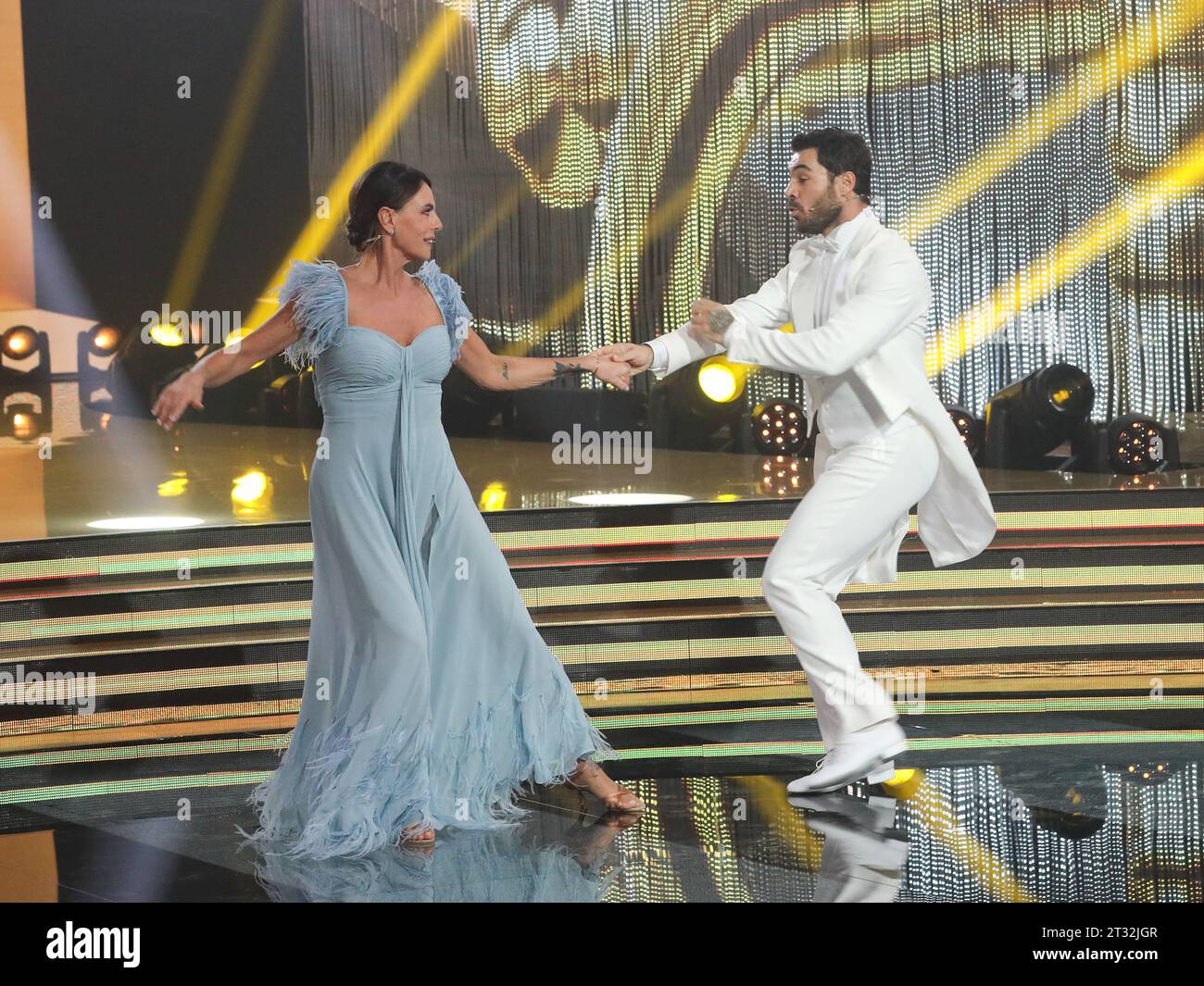 Rome, Italy. 21st Oct, 2023. Rome, Rai Auditorium of the Foro Italico, TV broadcast "Dancing ...