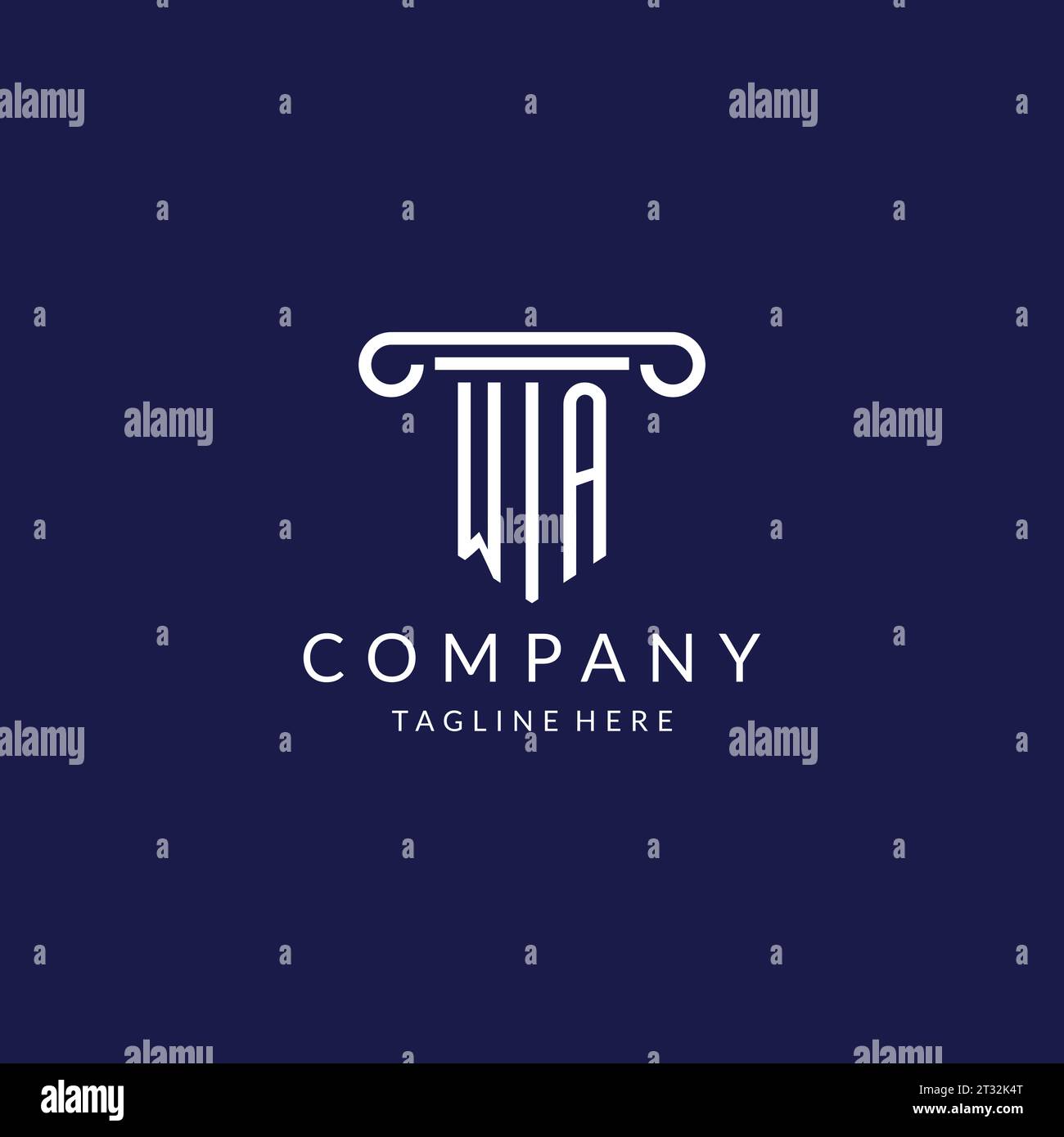 WA logo monogram with pillar shape designs vector Stock Vector Image ...