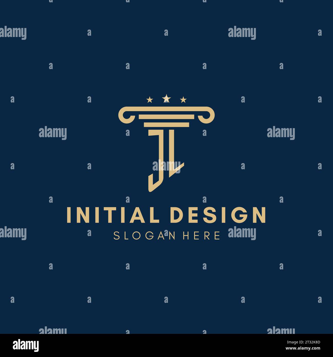 JL monogram initial logo with pillar and stars, legal firm design ...