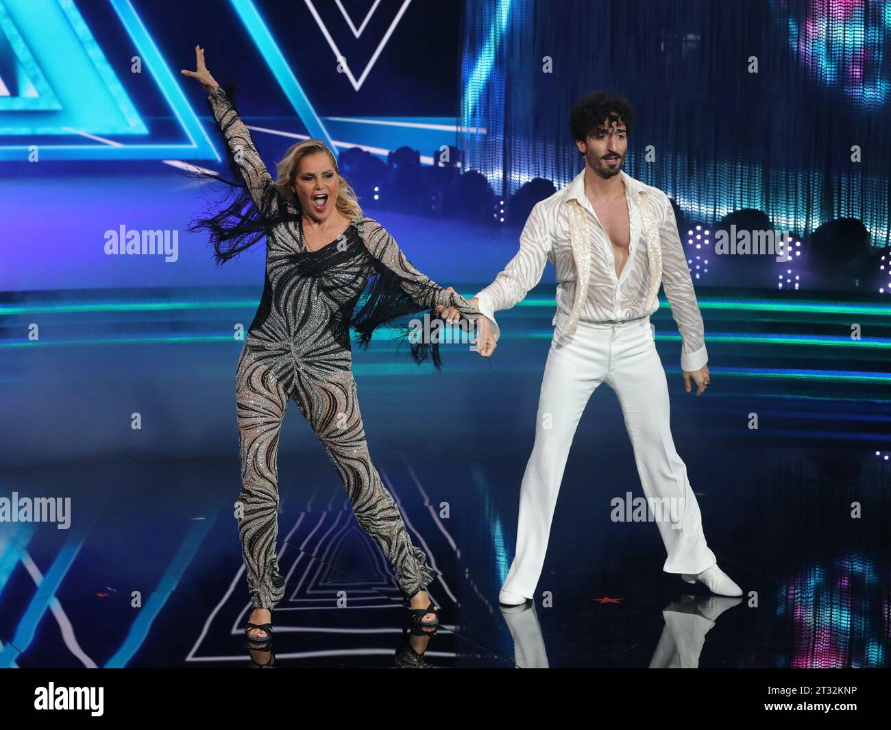 Rome, Italy. 21st Oct, 2023. Rome, Rai Auditorium of the Foro Italico, TV broadcast "Dancing ...