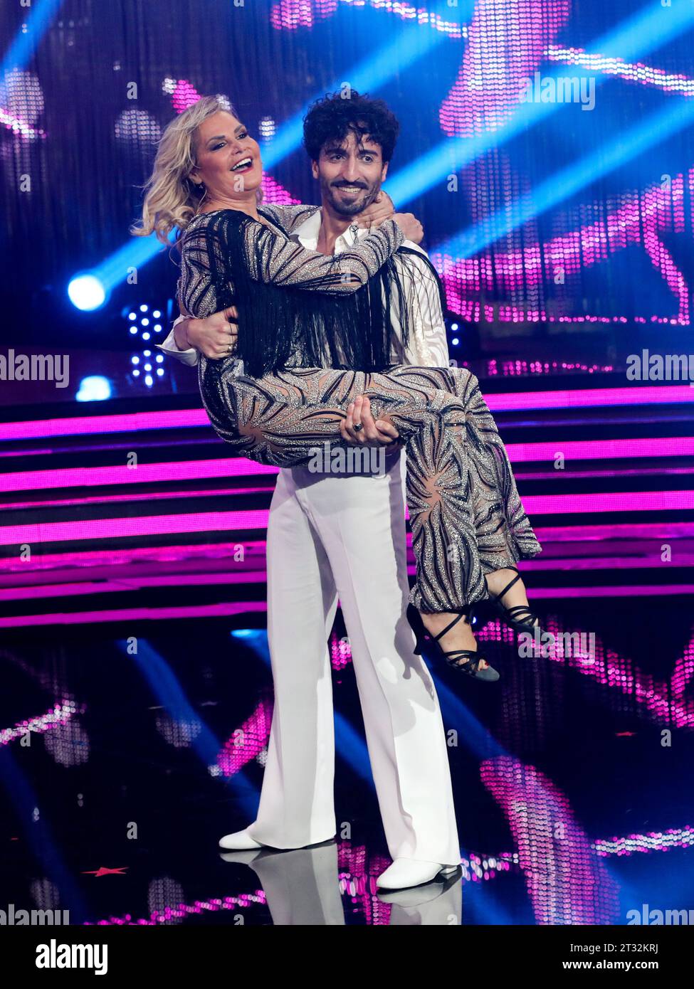 Rome, Italy. 21st Oct, 2023. Rome, Rai Auditorium of the Foro Italico, TV broadcast "Dancing ...