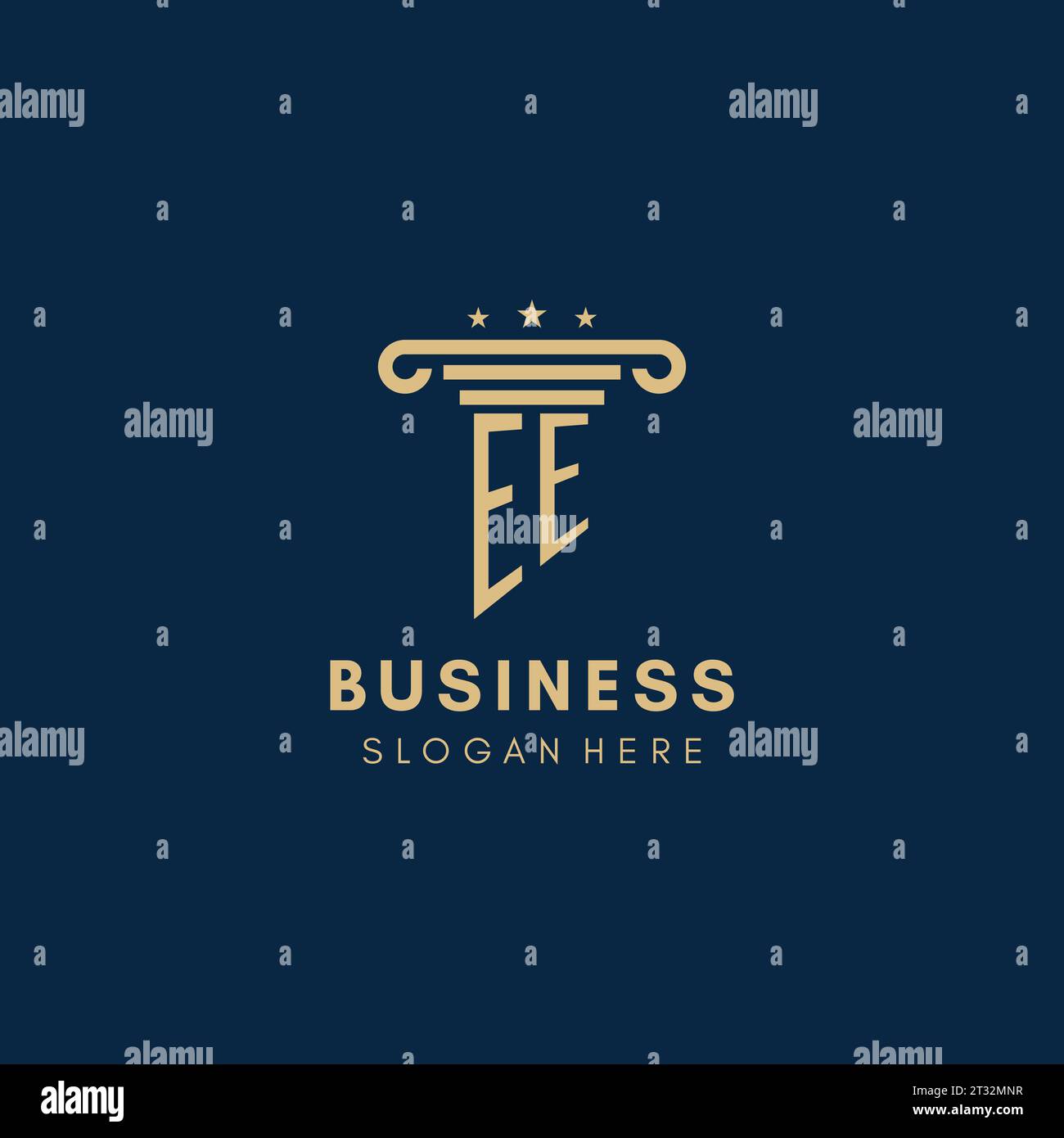 EE monogram initial logo with pillar and stars, legal firm design ...