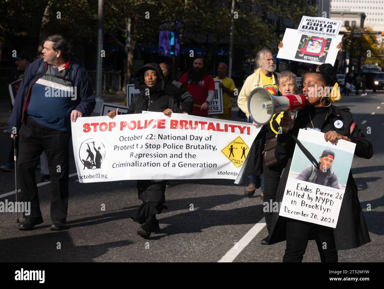 Newark, New Jersey, USA. 22nd Oct, 2023. Demonstrators are shown during ...