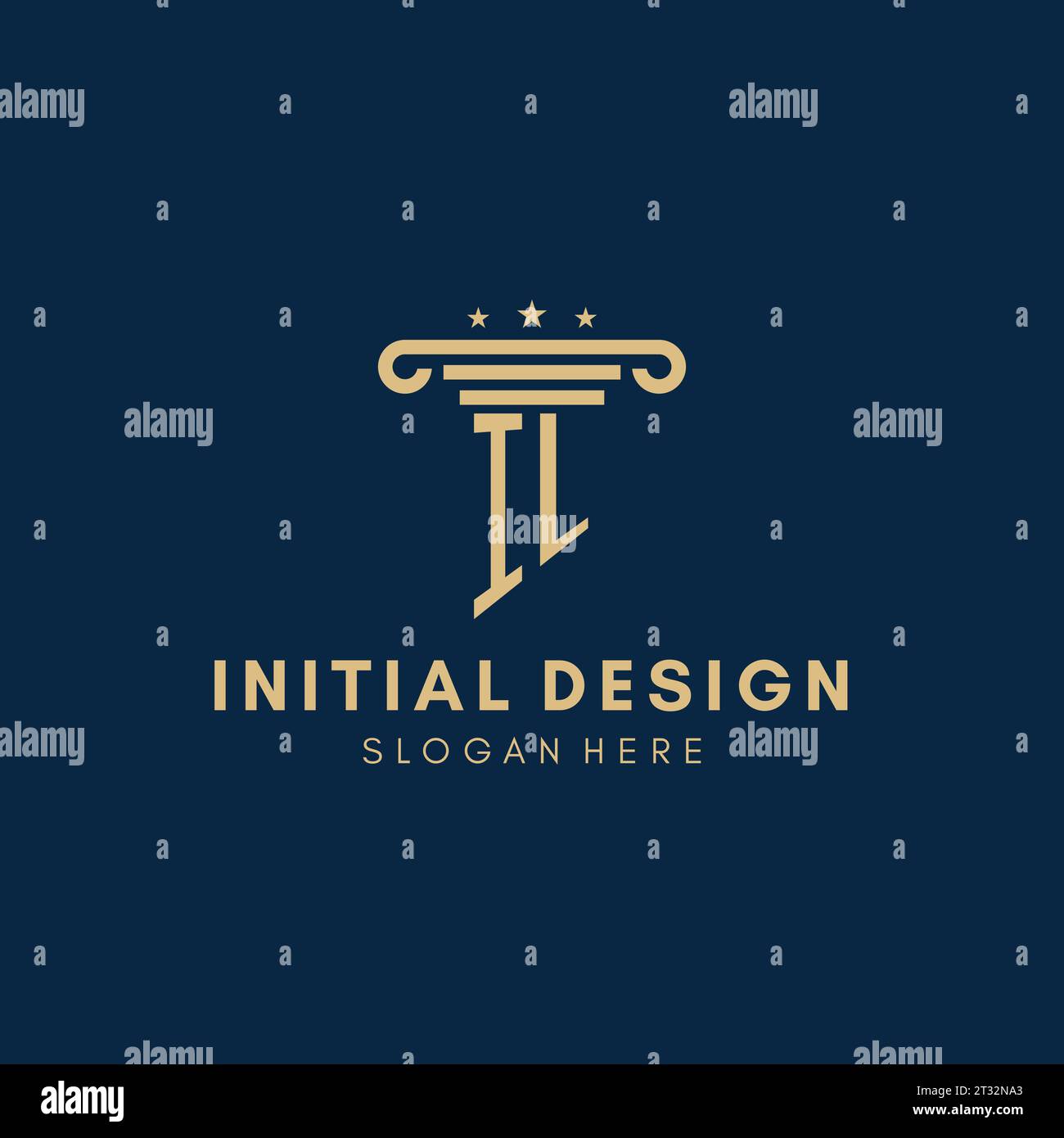 IL monogram initial logo with pillar and stars, legal firm design ...