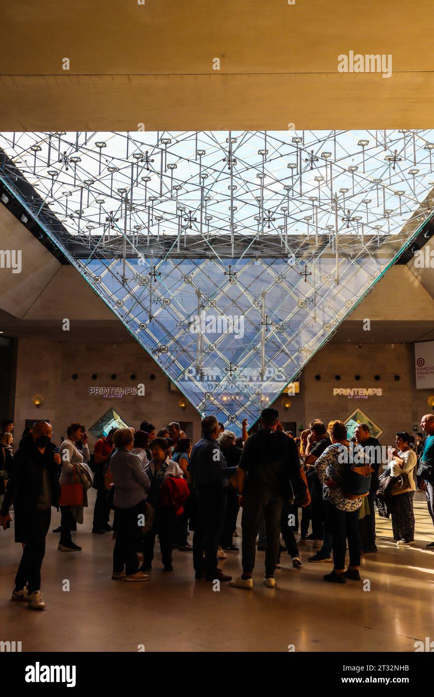 Louvre museum, Paris, France. Louvre architecture inside. Louvre ...