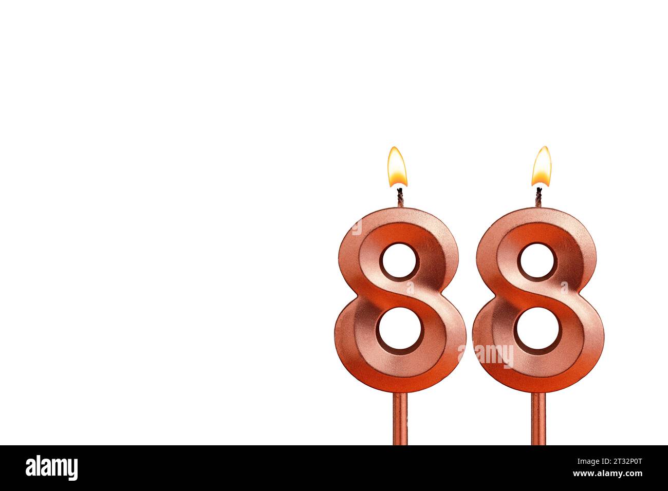 Burning candle number 88 for birthday on white background Stock Photo ...