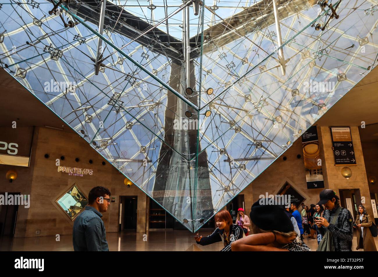 Louvre museum, Paris, France. Louvre architecture inside. Louvre ...