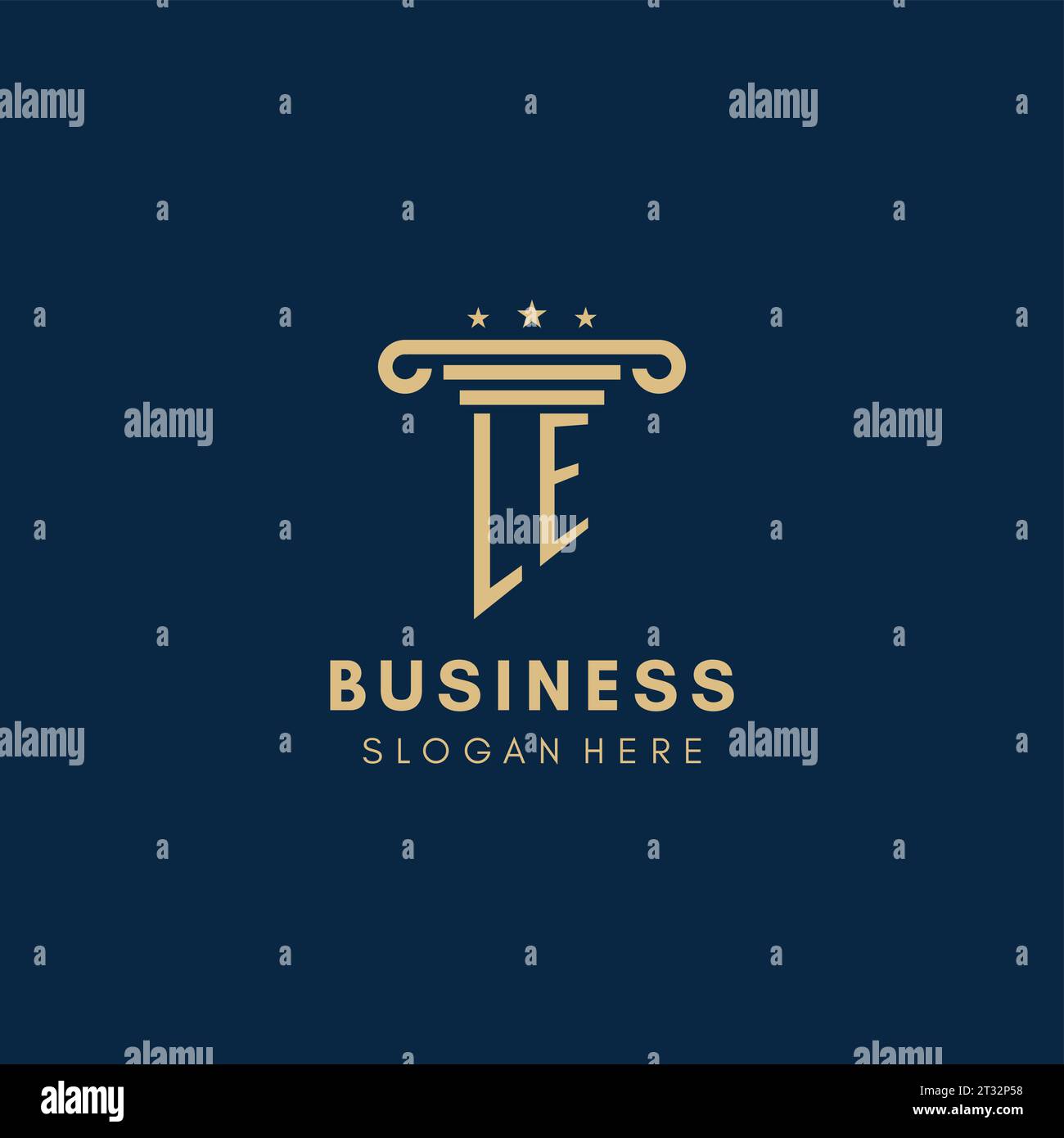 LE monogram initial logo with pillar and stars, legal firm design ...