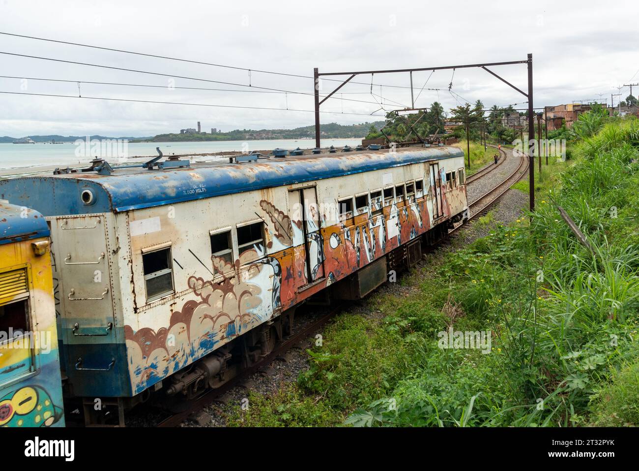 Salvador, Bahia, Brazil - August 30, 2019: Suburban passenger train is ...