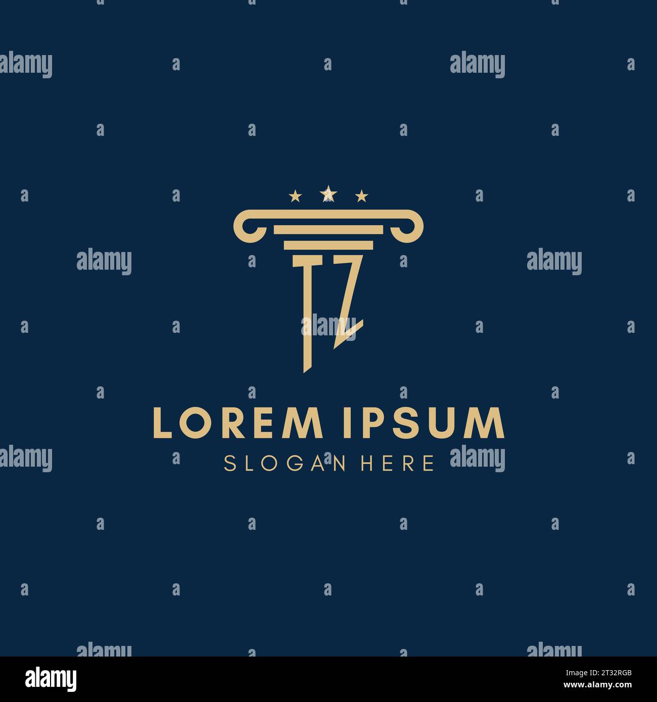 TZ monogram initial logo with pillar and stars, legal firm design ...