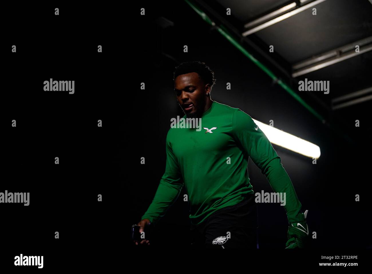 Philadelphia Eagles linebacker Nakobe Dean (17) walks in the tunnel ...