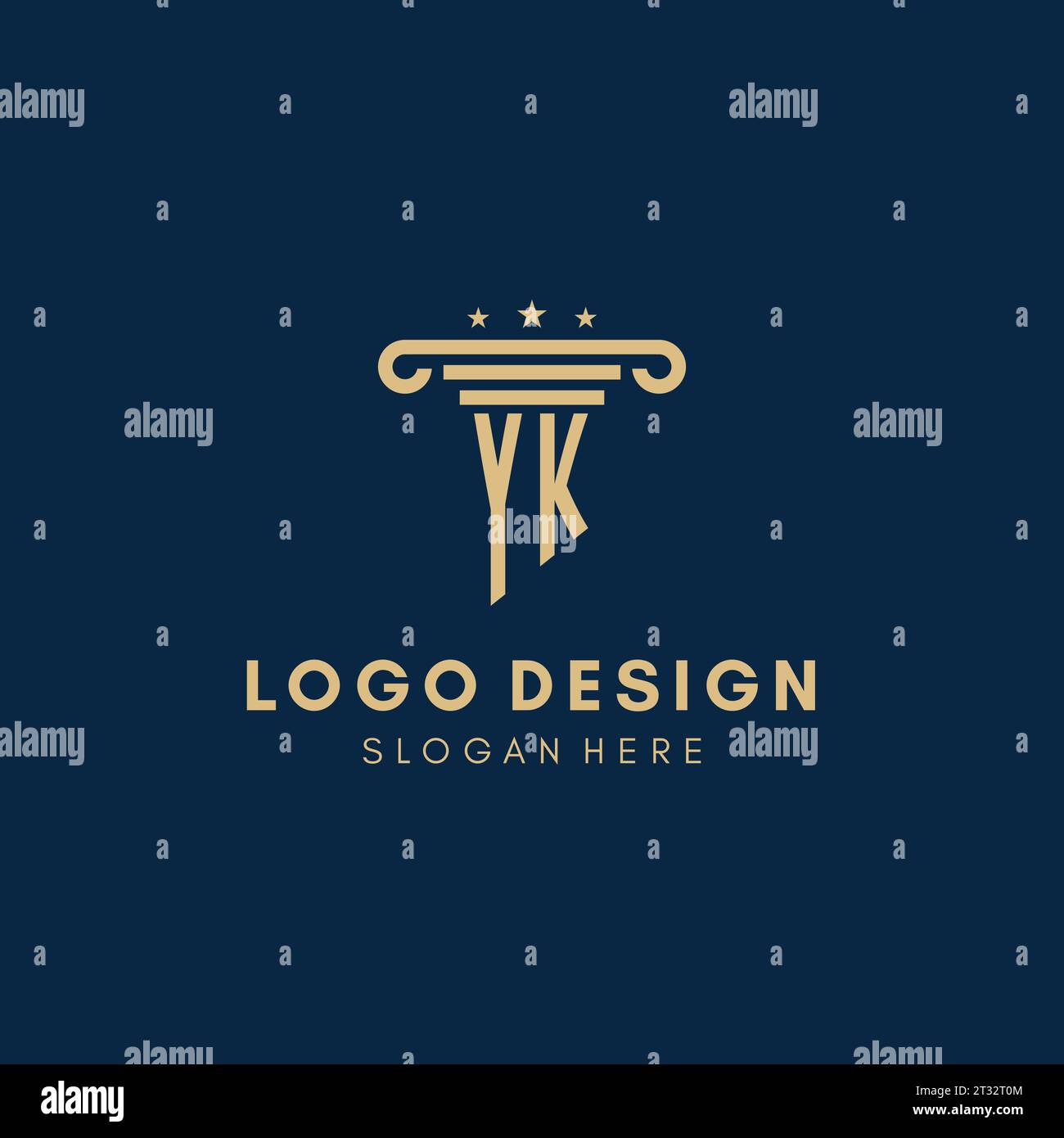 YK monogram initial logo with pillar and stars, legal firm design ...