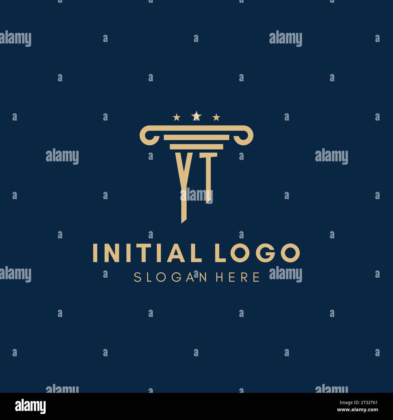 YT monogram initial logo with pillar and stars, legal firm design inspiration Stock Vector Image ...