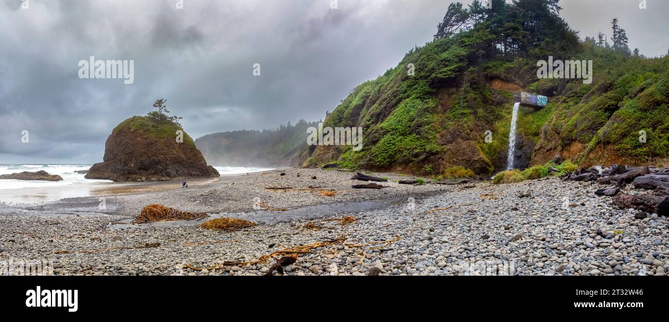 Agate hunters at Short Beach on the north coast of Oregon. The beach is ...