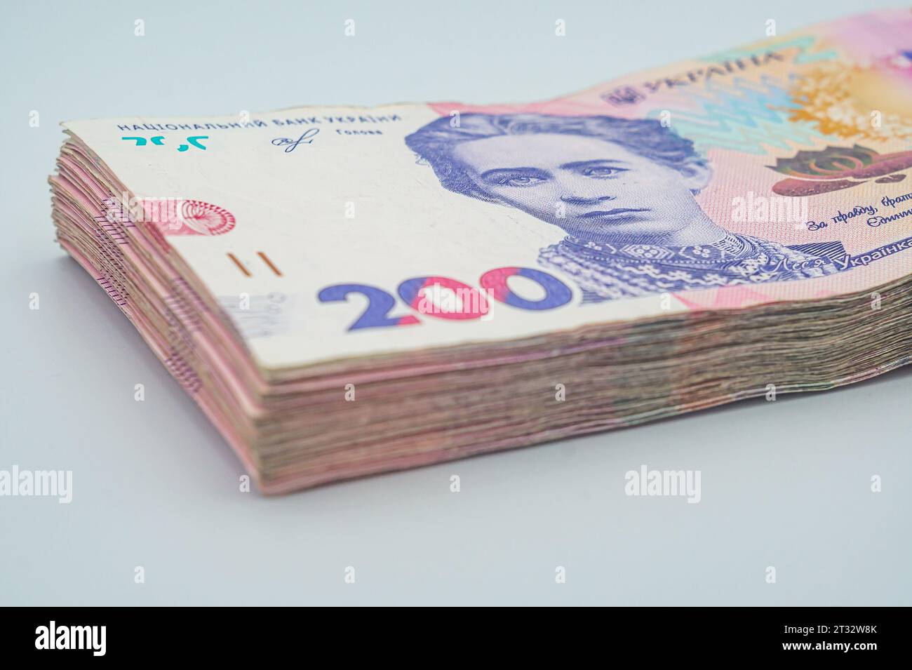 Ukrainian money hryvnia pack. The national currency. Top view on white ...