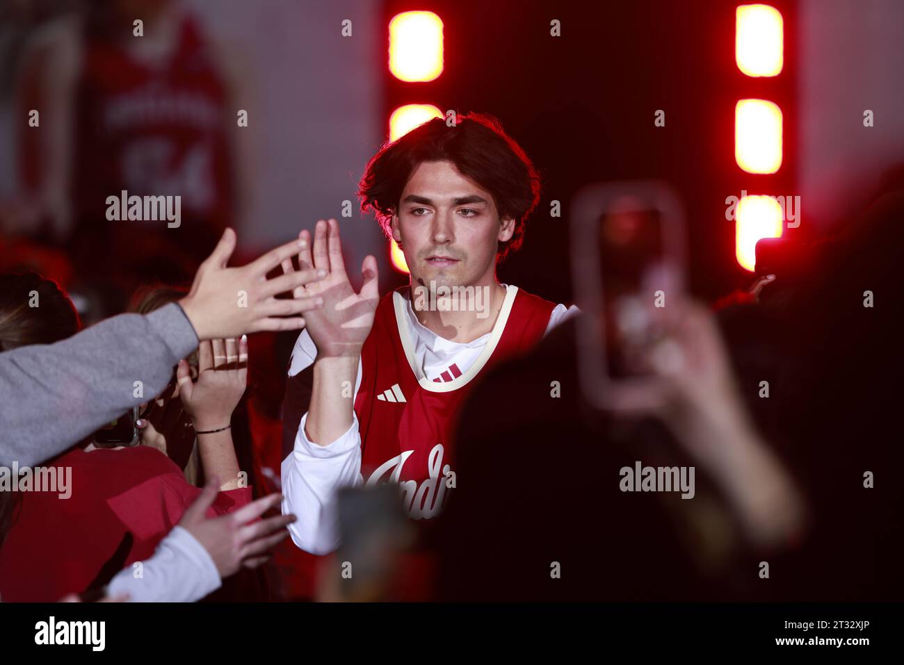 Indiana University basketball player Trey Galloway (32) is introduced ...