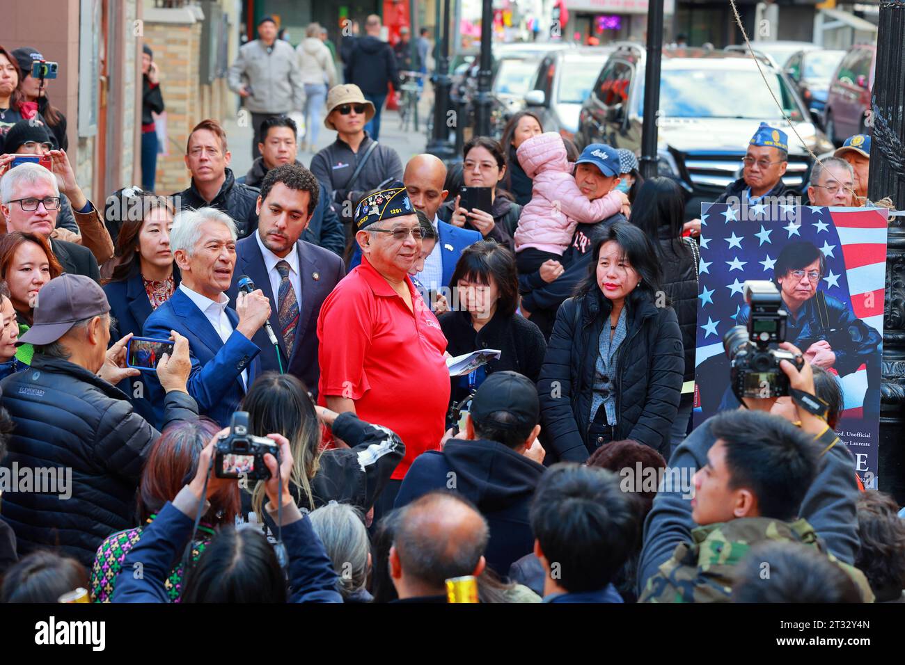 22 October 2023, New York. People celebrate Corky Lee Way 李揚國路 co-naming of Mosco St in ...