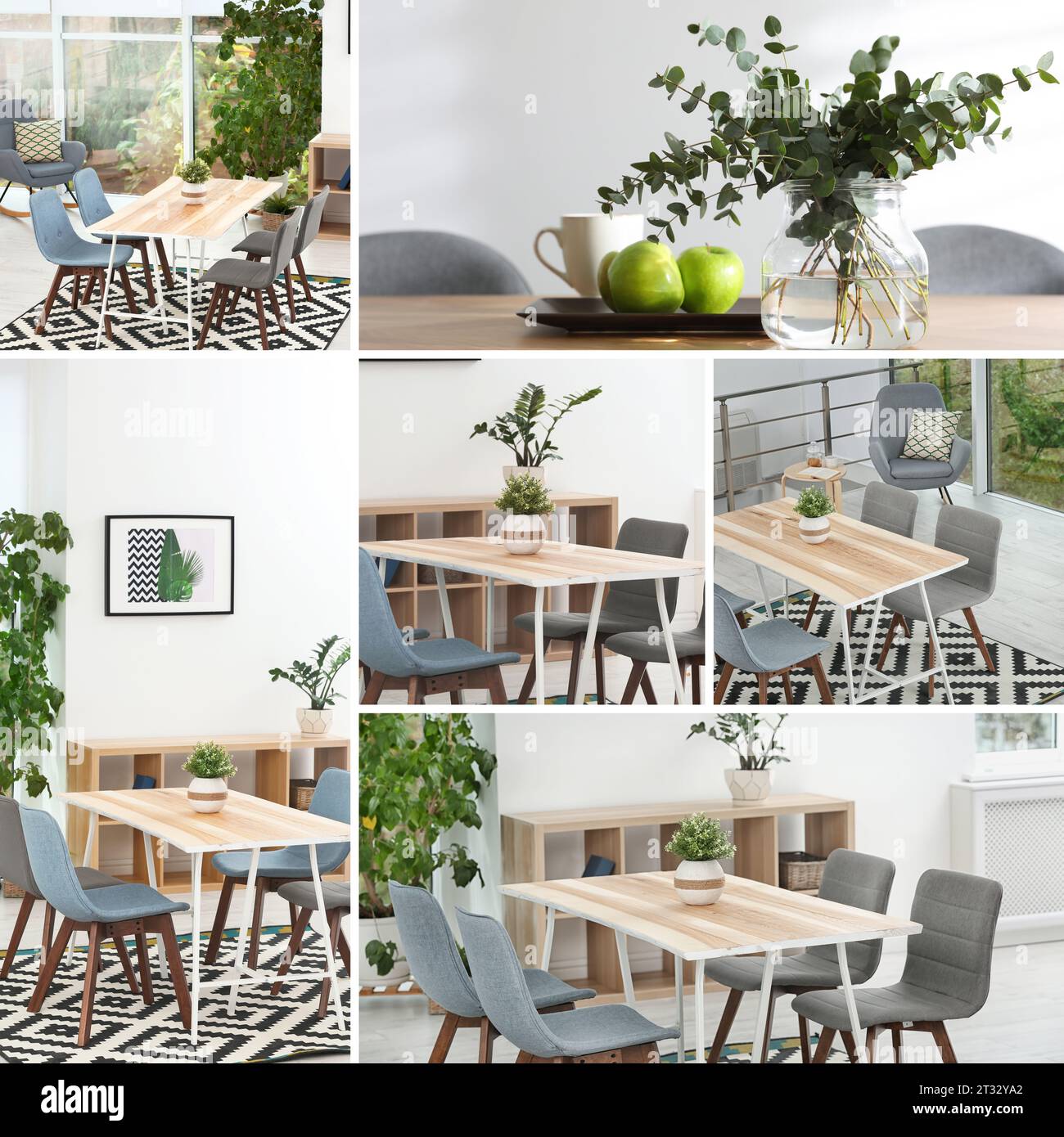 Interior design ideas. Stylish dining rooms, collage of photos Stock ...