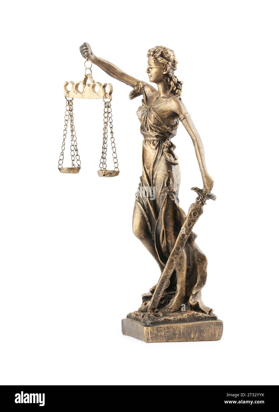 Statue of Lady Justice isolated on white. Symbol of fair treatment ...
