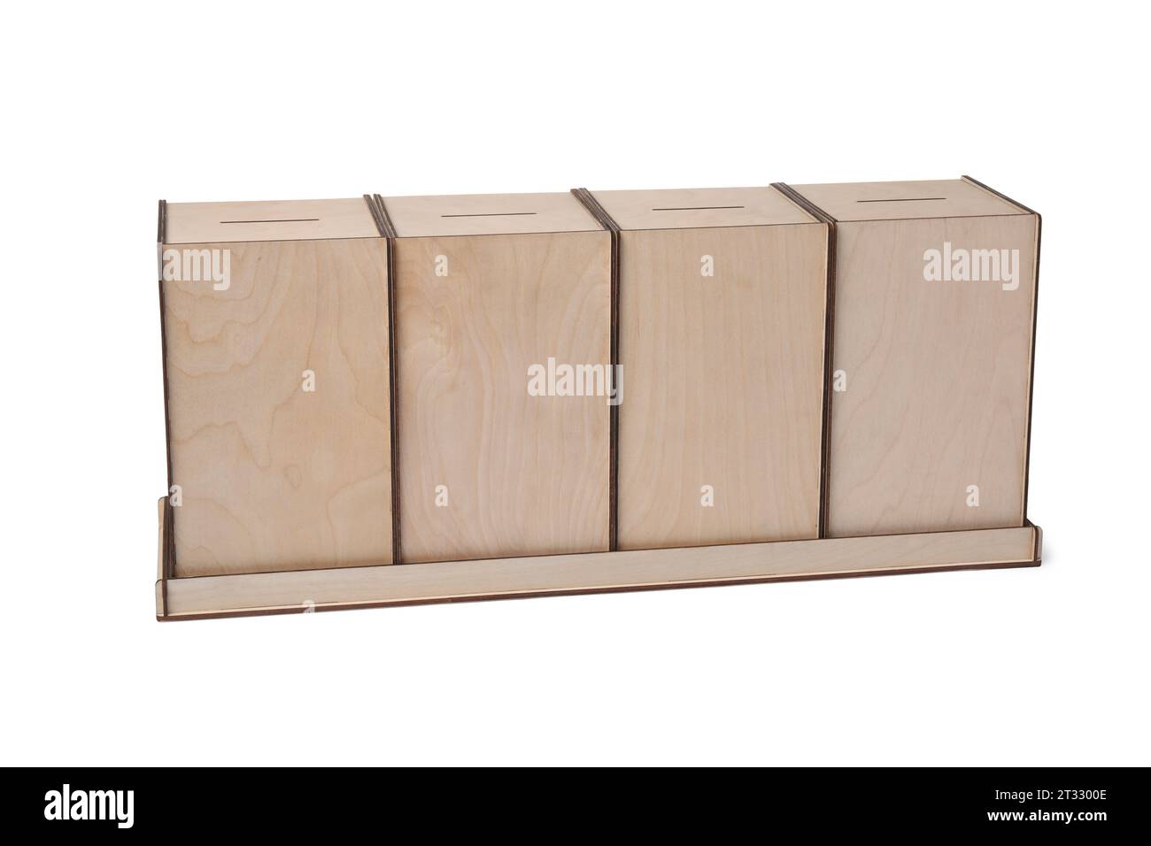 Wooden ballot boxes isolated on white. Election time Stock Photo - Alamy