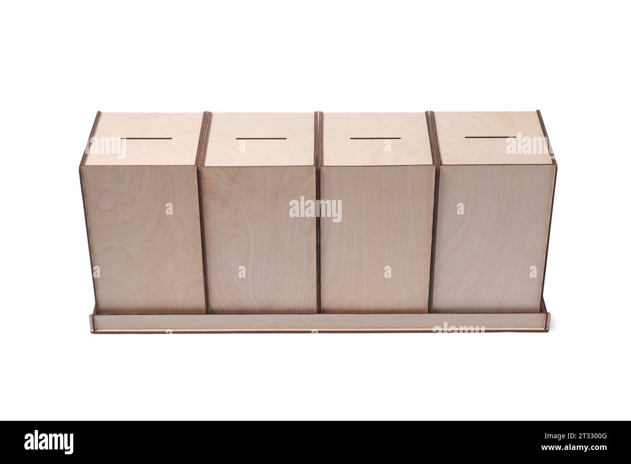 Wooden ballot boxes isolated on white. Election time Stock Photo - Alamy