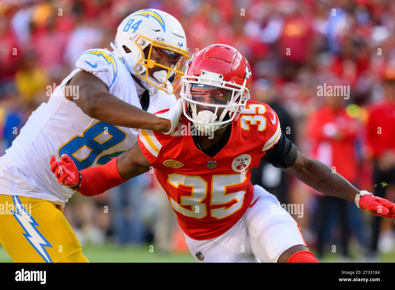 Kansas City Chiefs cornerback Jaylen Watson (35) rushes against Los ...