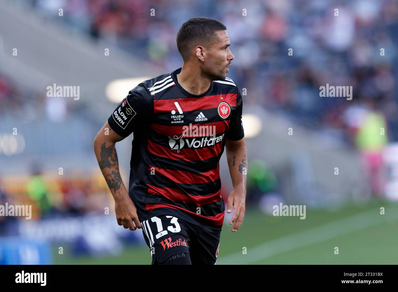 Sydney, Australia. 22nd Oct, 2023. Tate Russell of the Wanderers looks ...