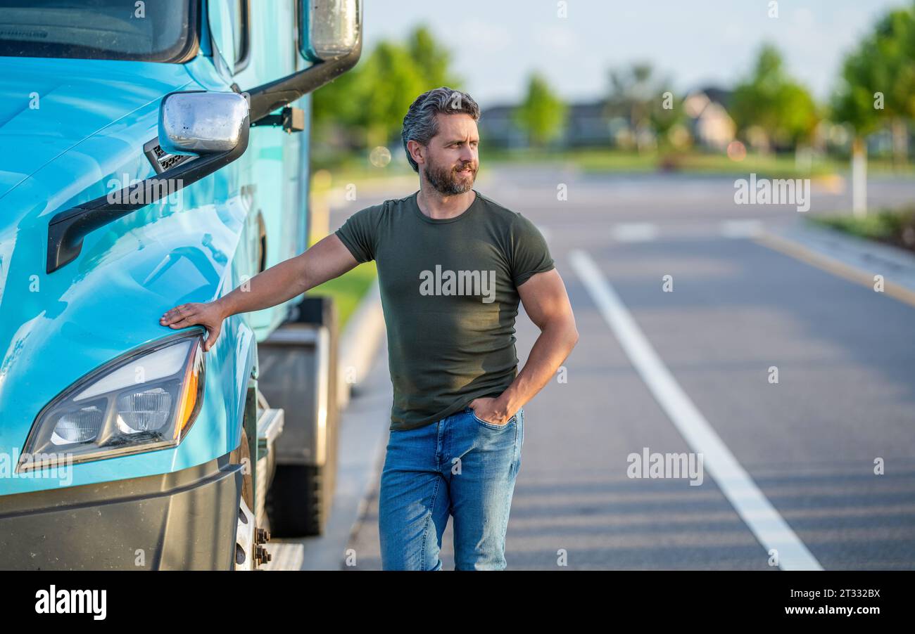Truck driver. Trucking owner. Transportation vehicles. hispanic man ...