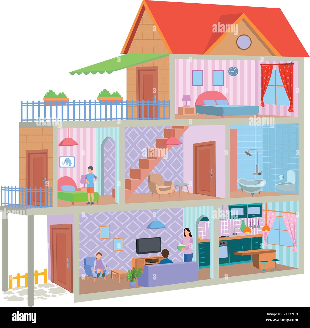 Children indoors inside home Stock Vector Images - Alamy