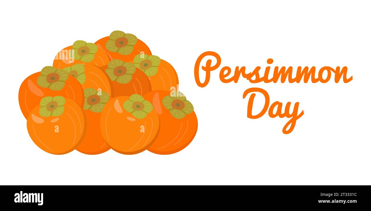 Persimmon Day illustration on a white background. Poster, banner ...