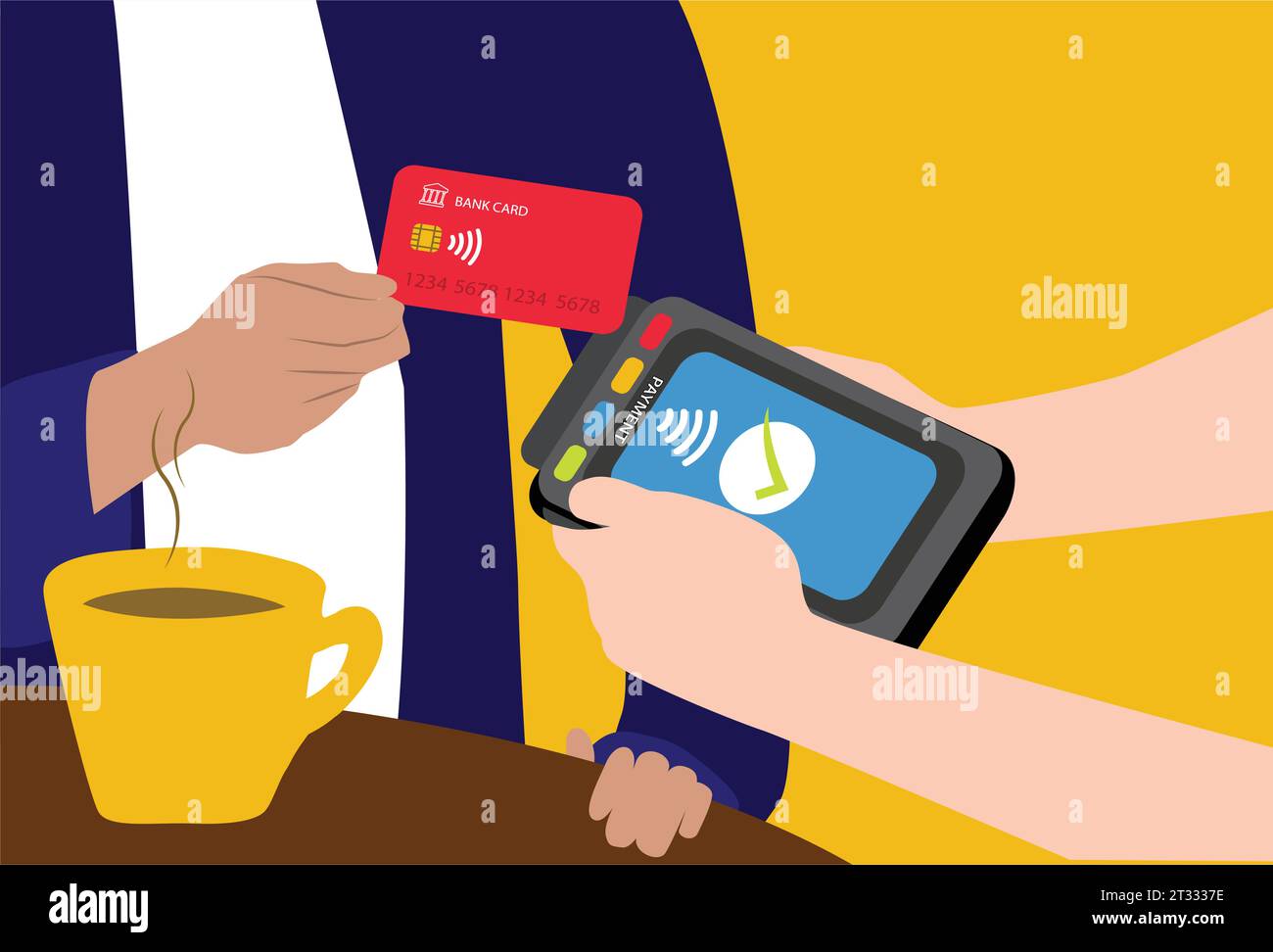 Person Making a Cashless, Contactless Payment in Public Café Restaurant ...