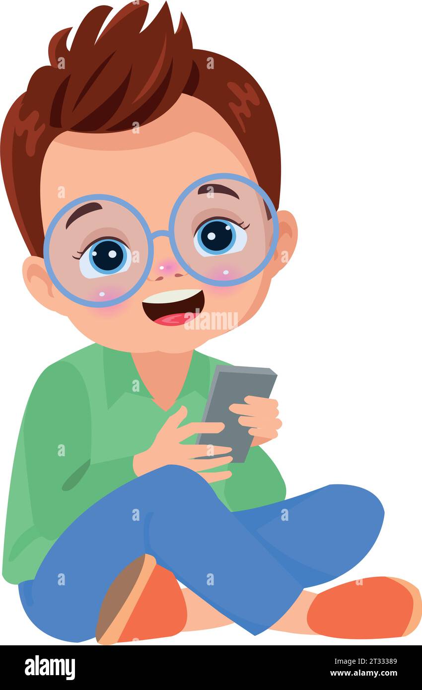 cute happy boy reading a book Stock Vector Image & Art - Alamy