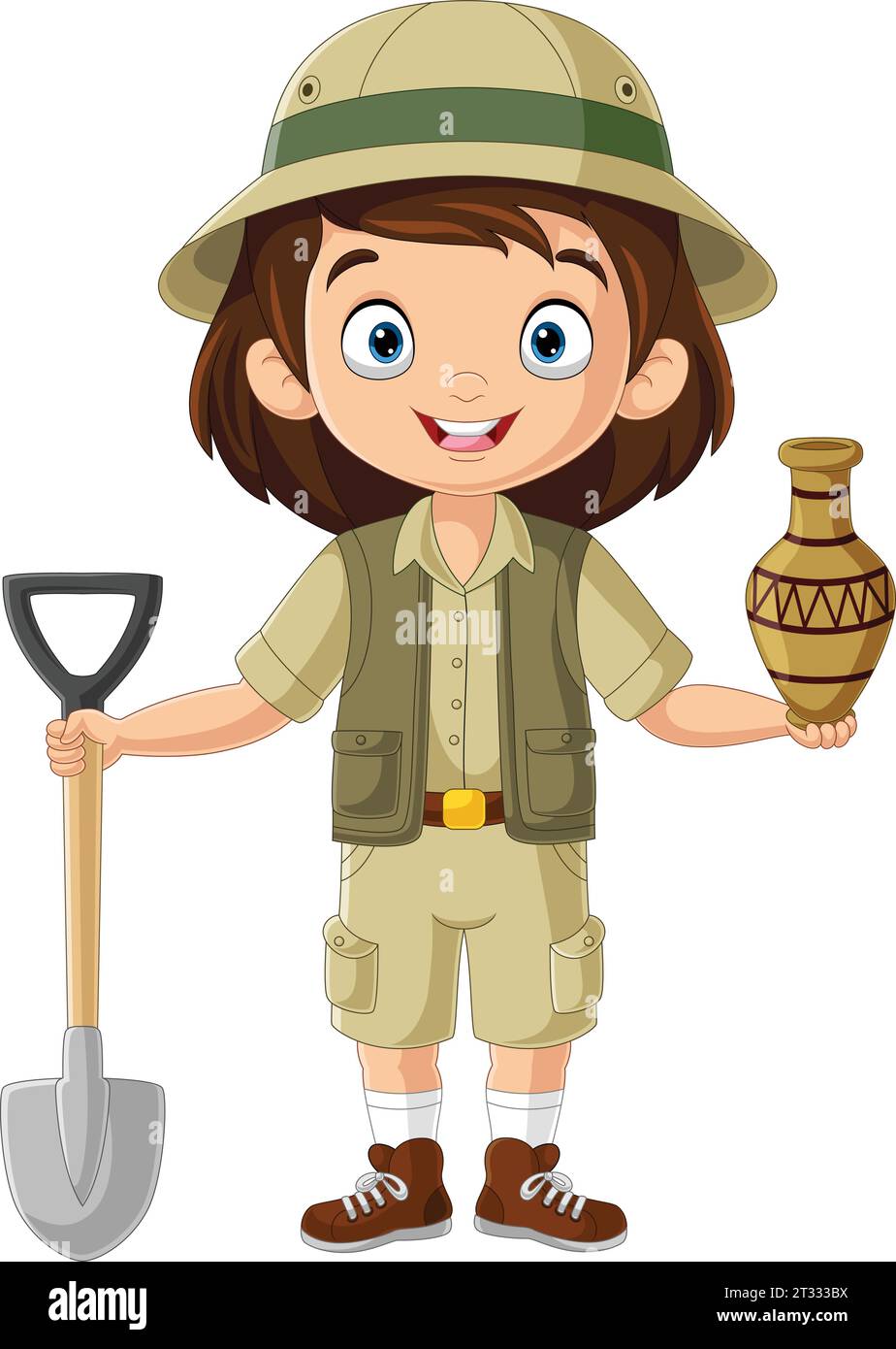 Cartoon archaeologist girl on white background Stock Vector Image & Art ...