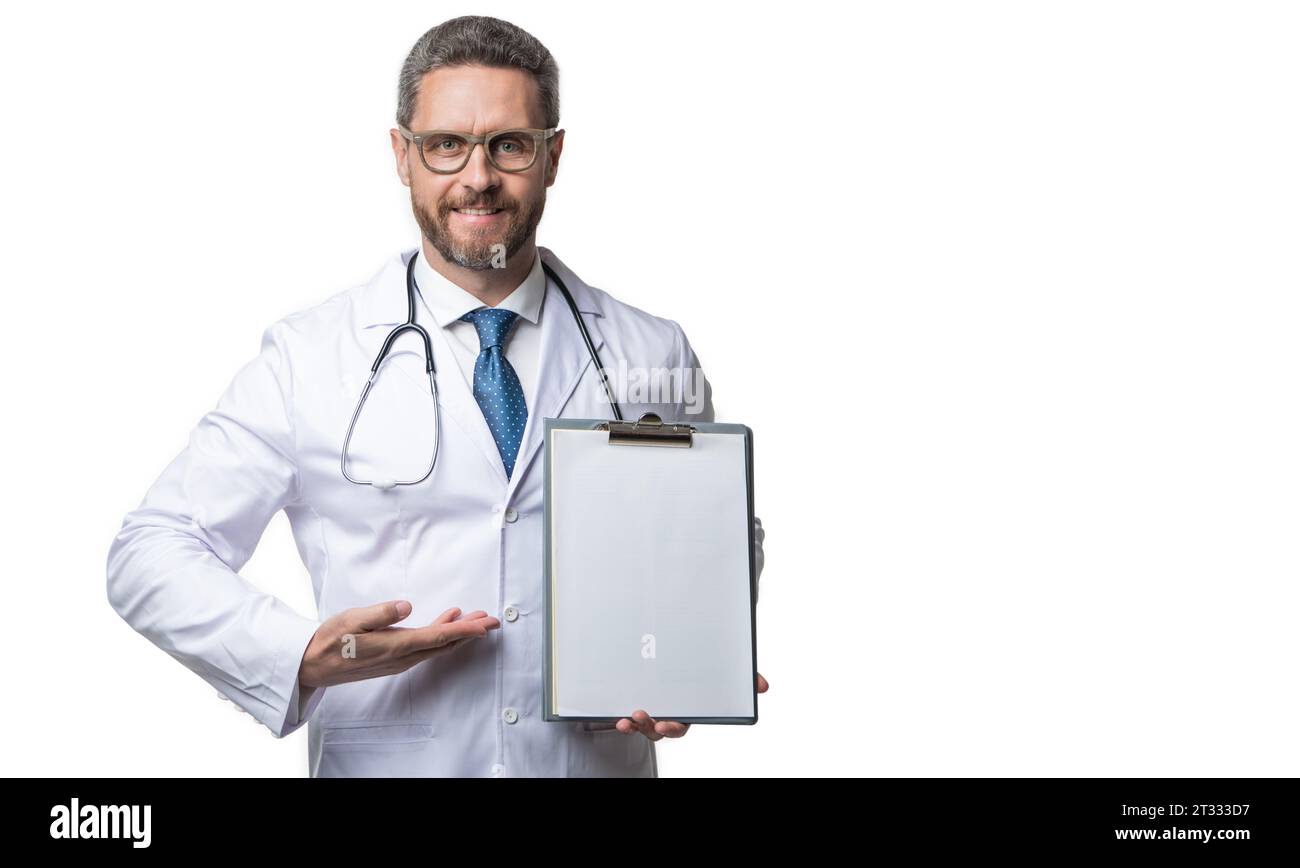 internist with prescription on background, copy space. photo of ...