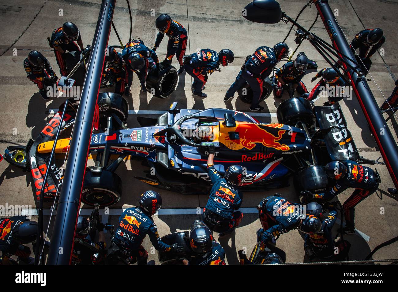 Austin, USA. 22nd Oct, 2023. Max Verstappen (NLD) Red Bull Racing RB19 ...