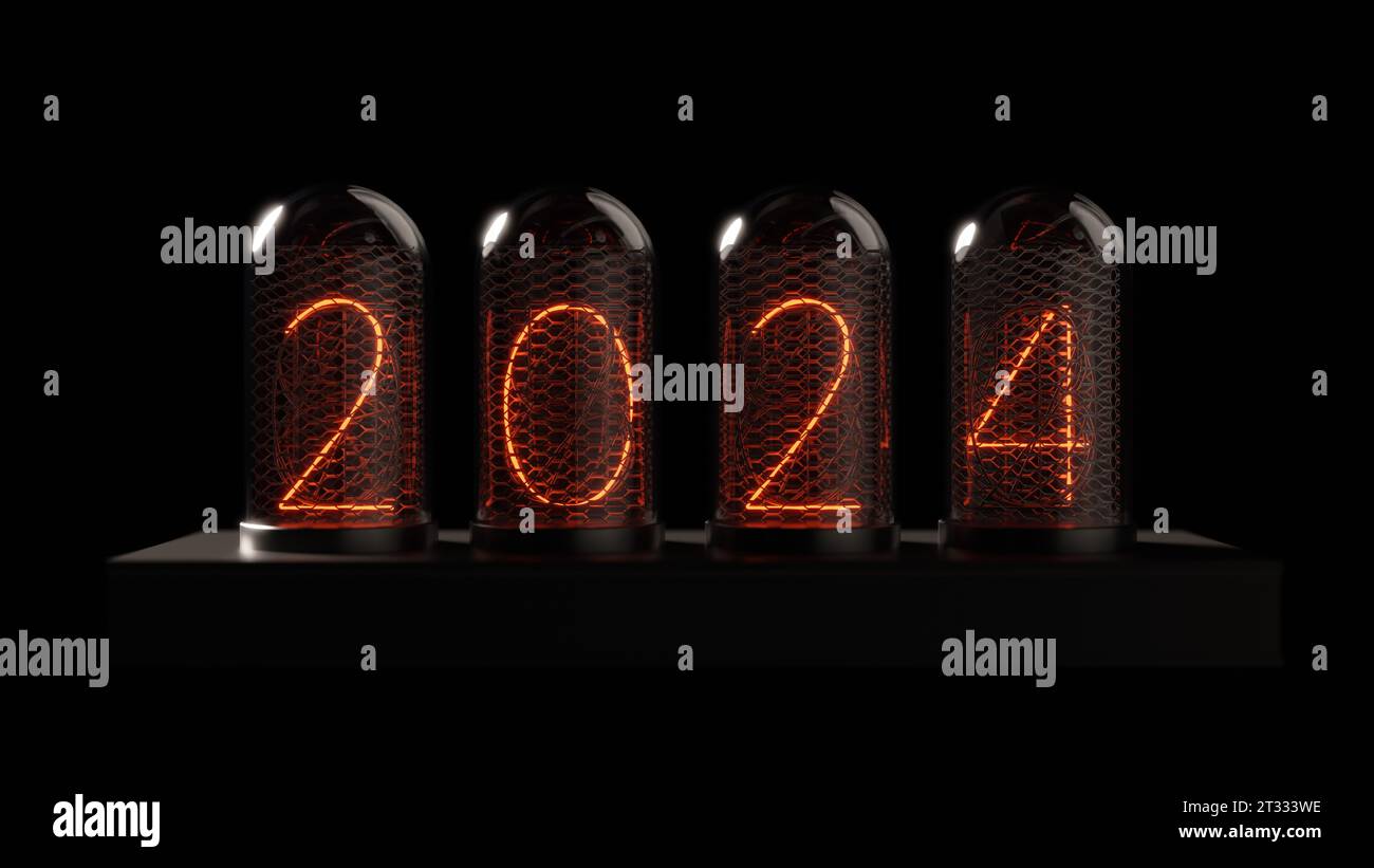 Vintage Nixie Tube Clock Shows 2024, 3d rendering Stock Photo - Alamy
