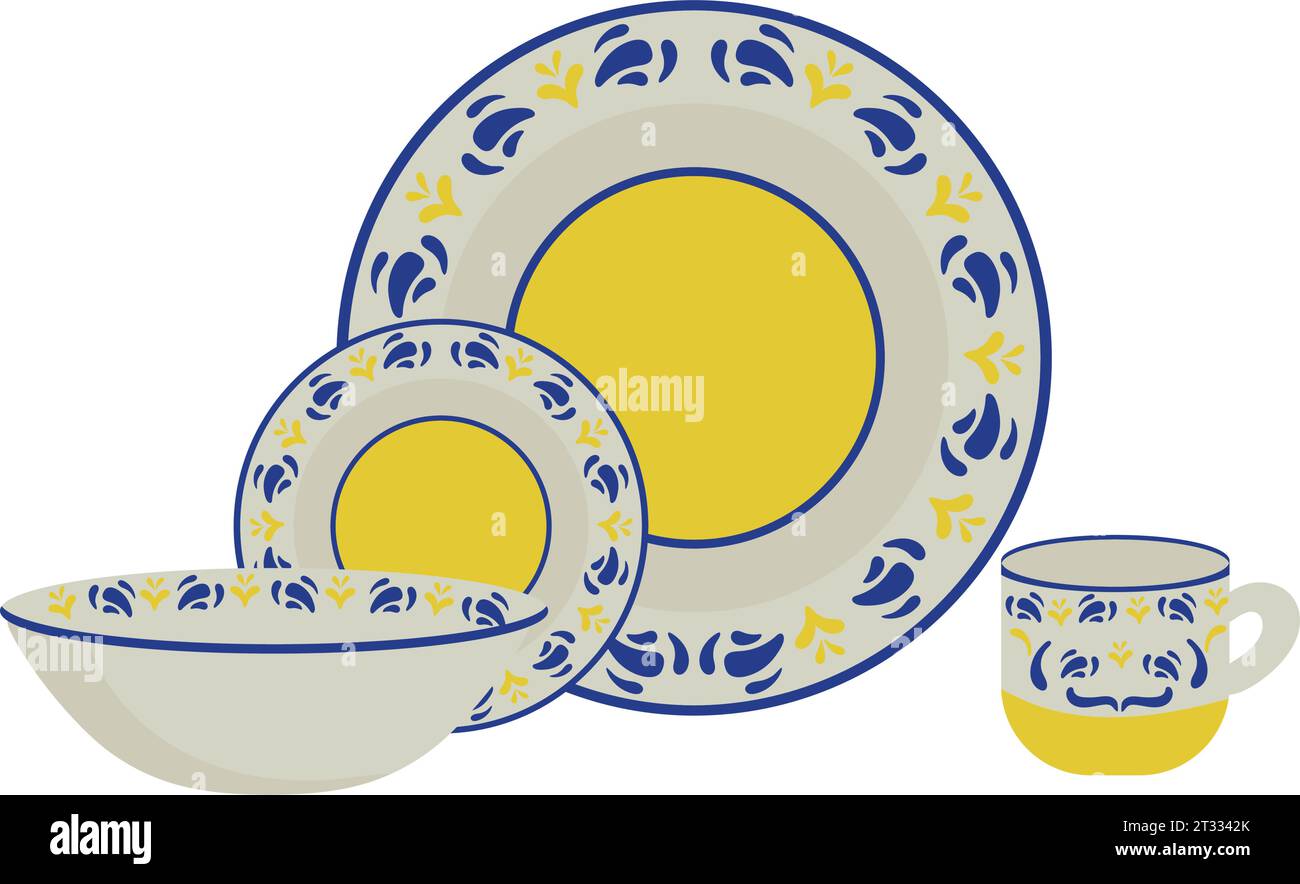 porcelain dishes illustration vector isolated Stock Vector Image & Art ...