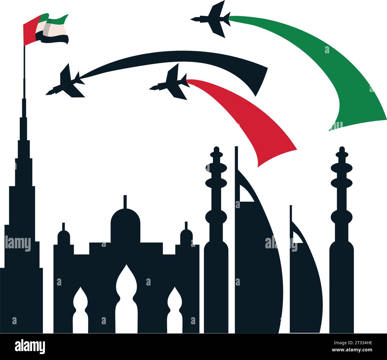 uae national day buildings and jets vector isolated Stock Vector Image ...