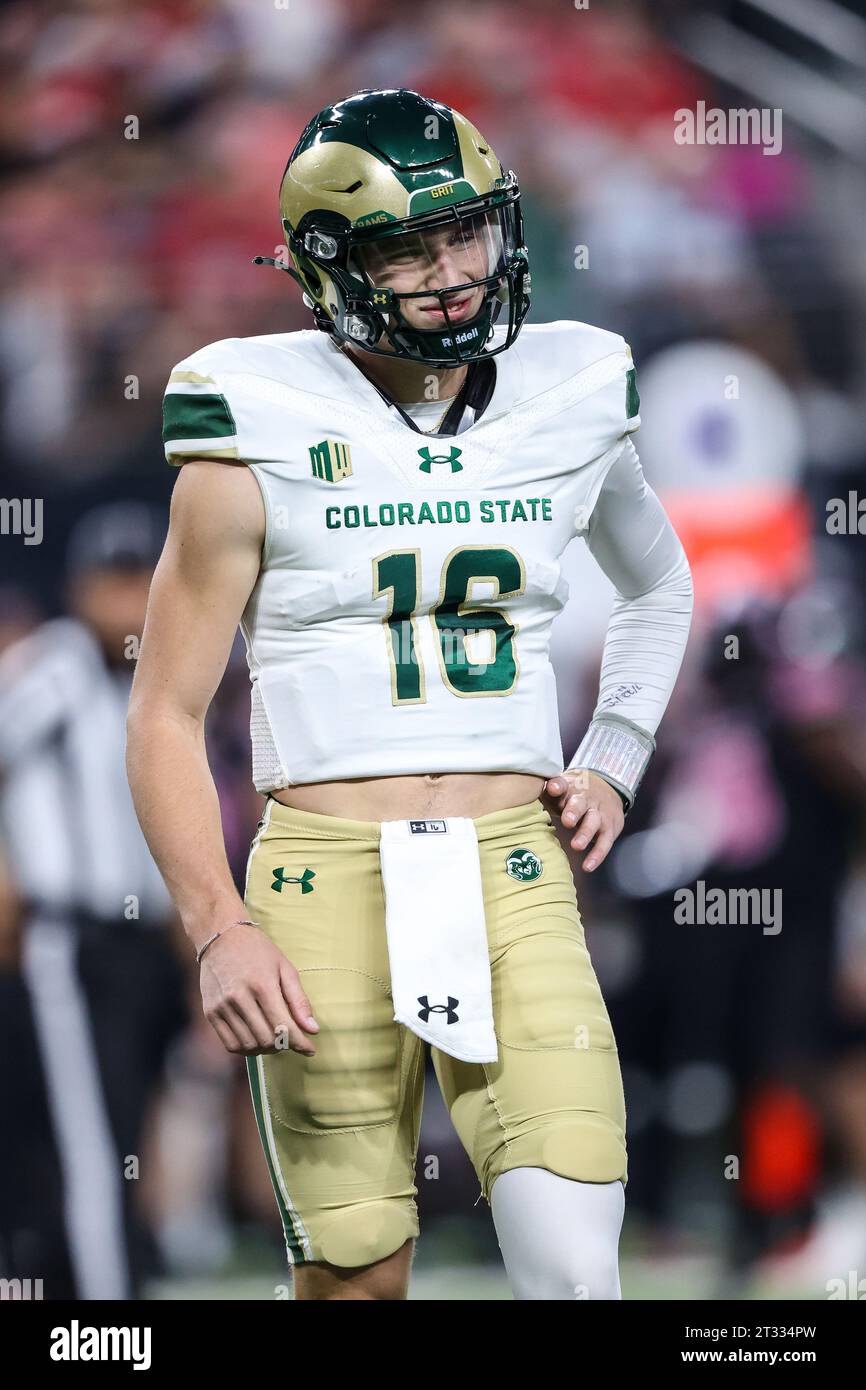 Las Vegas, NV, USA. 21st Oct, 2023. Colorado State Rams quarterback ...