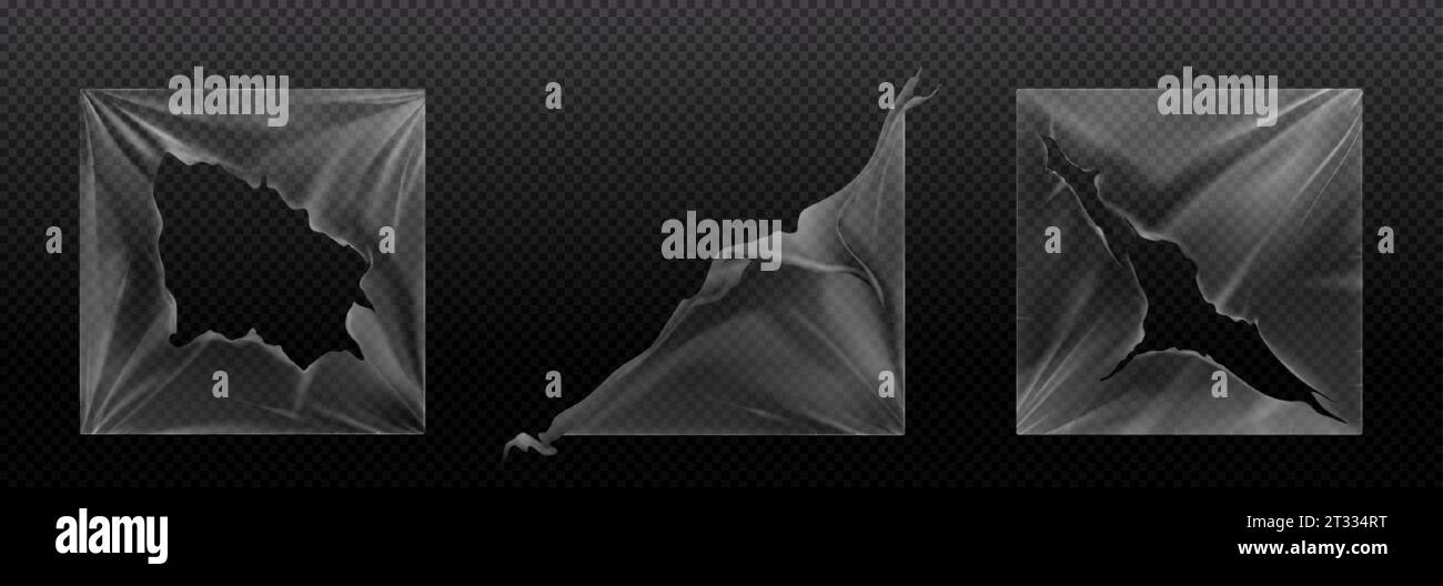 Plastic paper wrap cover with shrink overlay frame. Broken retro rough ...