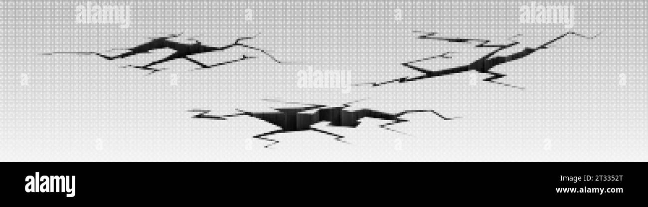 Realistic set of ground crack effects isolated on transparent ...