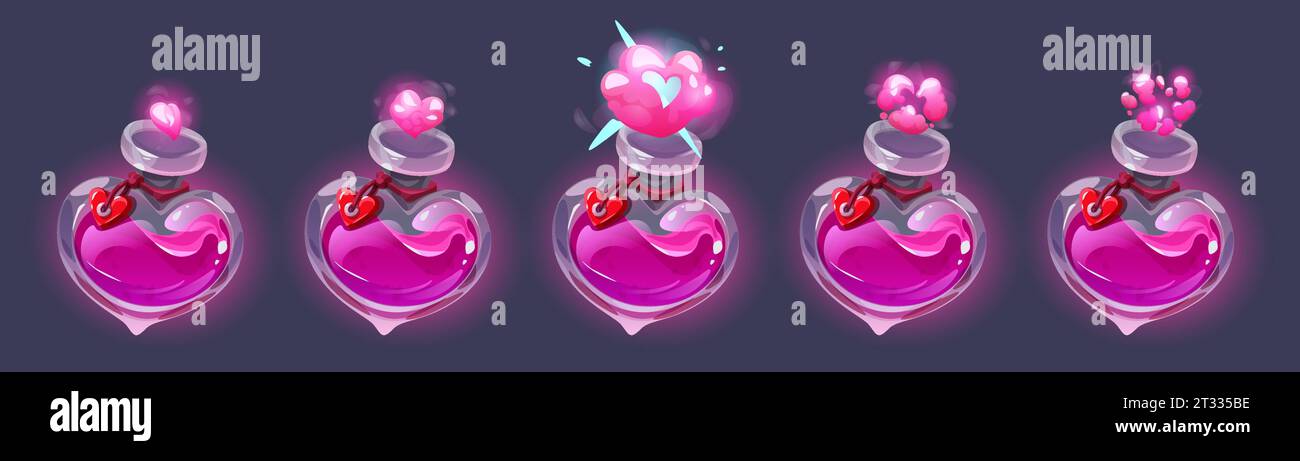 Love potion bottle animation sprite sheet isolated on background ...