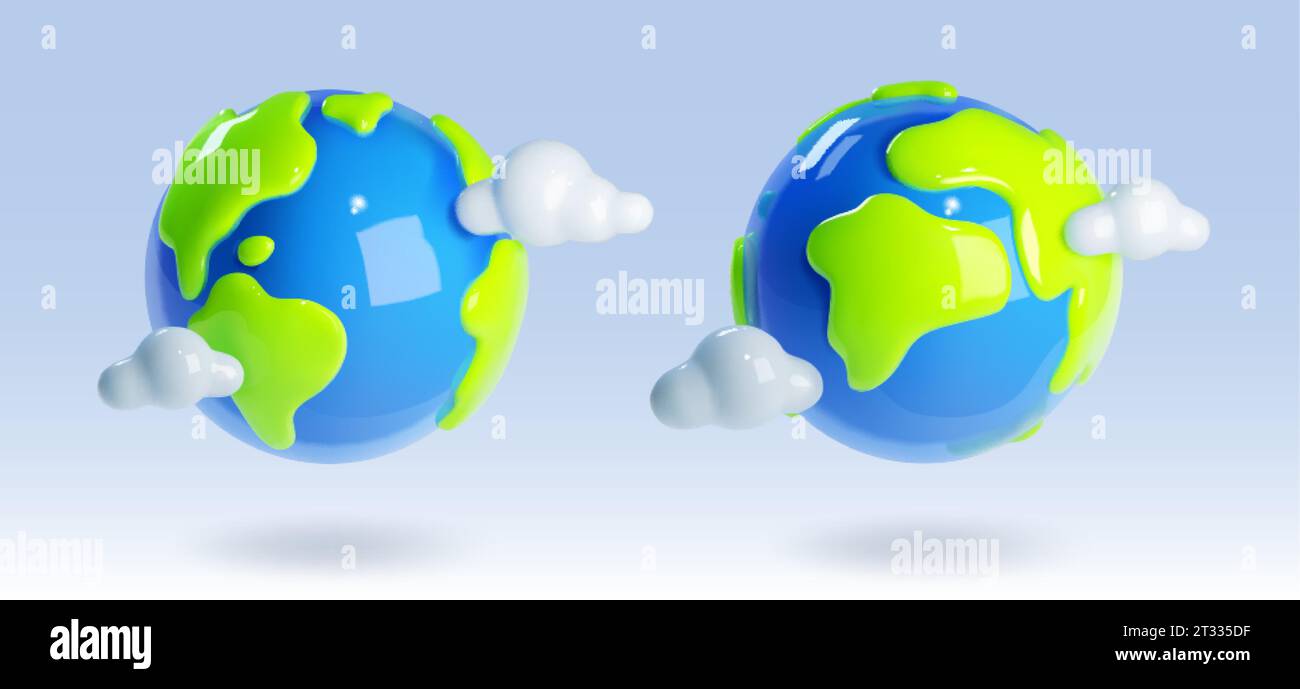 3d render earth planet object world vector icon. Green recycle ...
