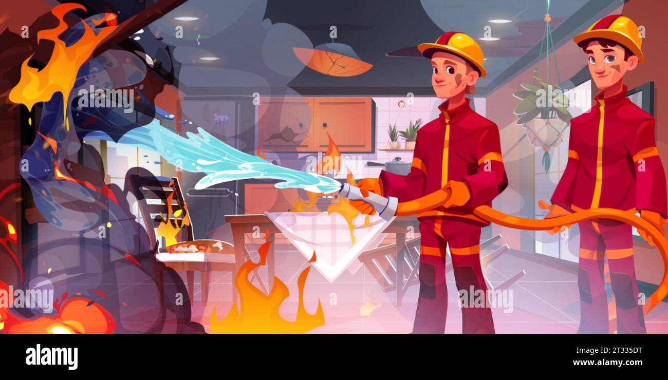 Kitchen fire accident Stock Vector Images - Alamy