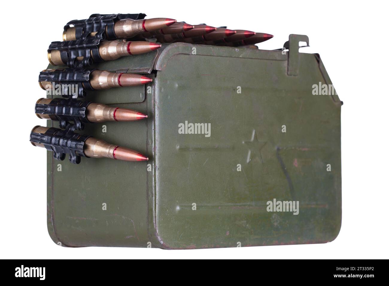 Ammo box with ammunition belt and 12.7mm cartridges for heavy machine ...
