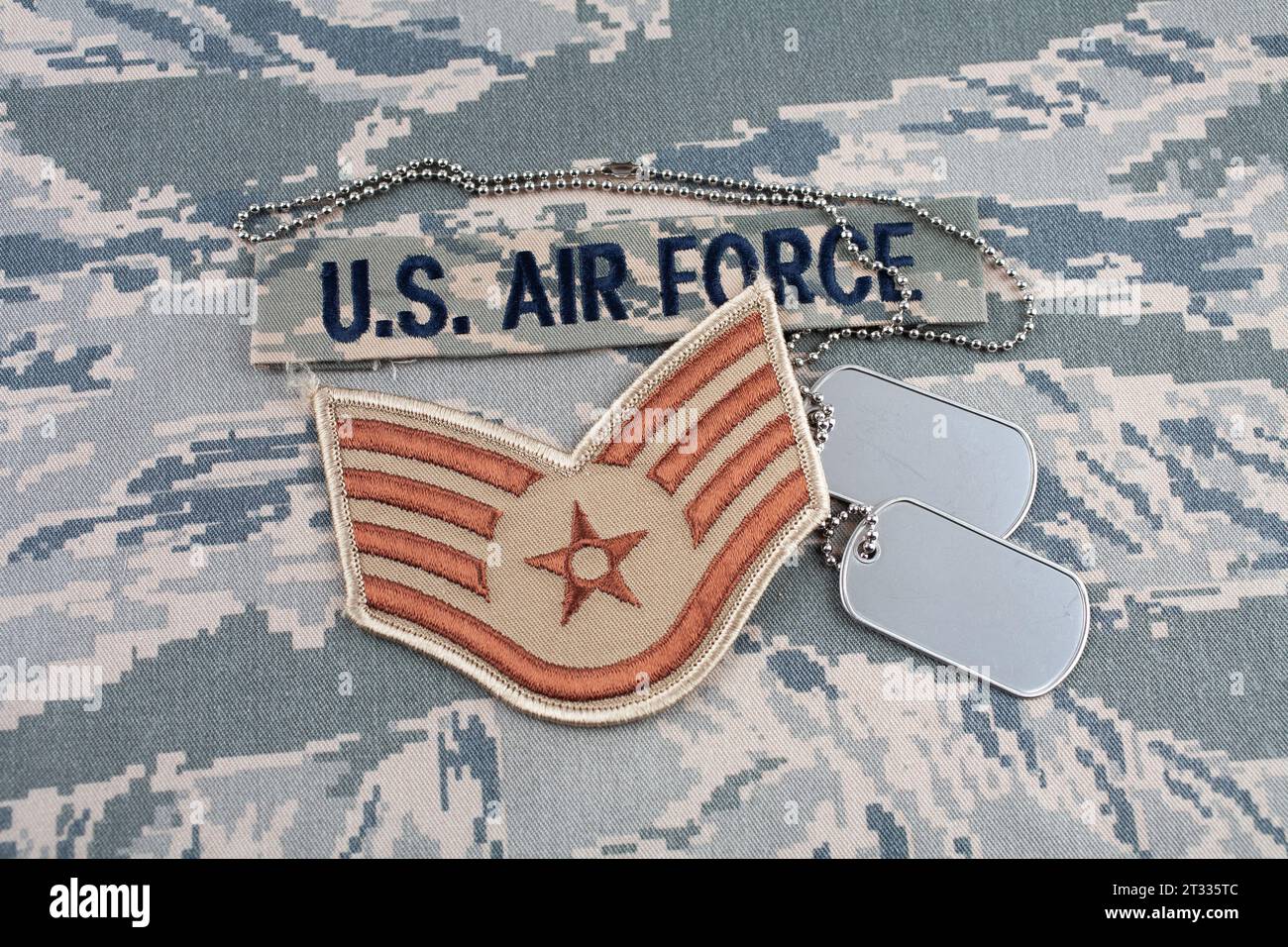 August 31, 2020. US AIR FORCE branch tape and Staff Sergeant rank patch ...