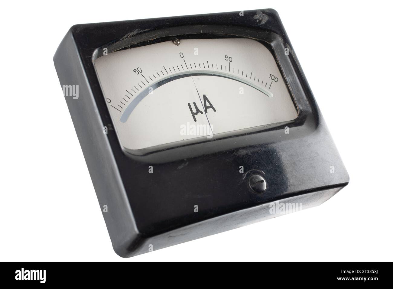 Close-up of an vintage ancient ammeter isolated on white background ...