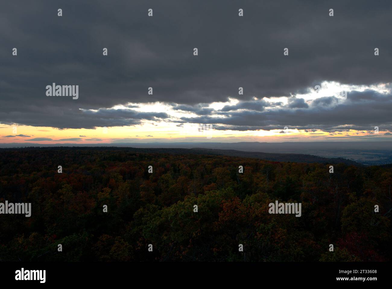 Sunset view from the Snow Mountain Fire Tower in Michaux State Forest ...